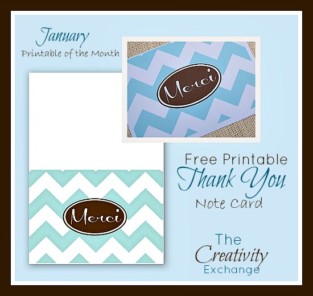 Free Printable “Merci” Thank You Note Card – Tip Junkie