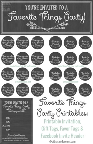 Favorite Things Party Printables – Tip Junkie