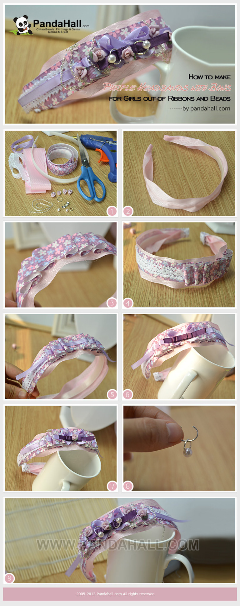 How to Make Purple Headbands with Bows for Girls out of Ribbons and ...