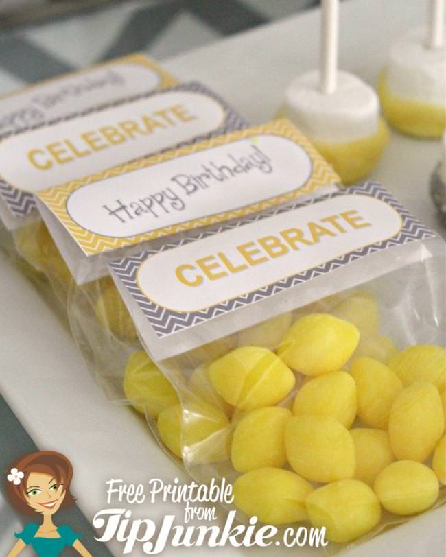 Yellow and Grey Treat Bag Toppers [free printable] – Tip Junkie