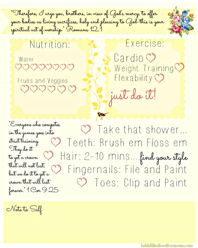 Self Care Chart Printable – Tip Junkie