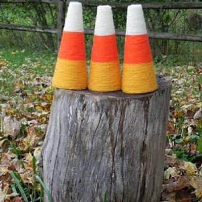 Candy Corn Yarn Trees {Make Halloween Decorations} – Tip Junkie