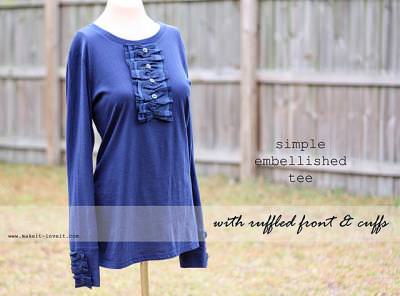 Ruffled Embellished Tee {tutorial} – Tip Junkie
