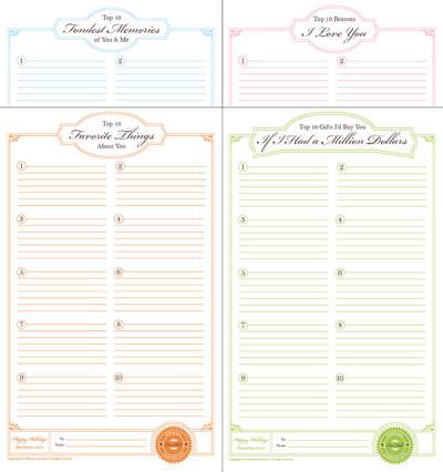 Top Ten Gift Lists {Printable} – Tip Junkie