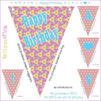 Yellow and Pink Alphabet Bunting {Party Printables} – Tip Junkie